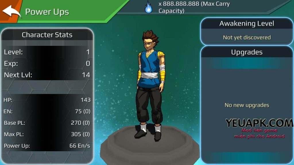 The Final Power Level Warrior mod kim cương (crystals) cho Android