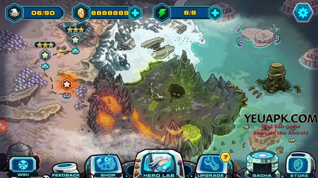 Galaxy Defense mod kim cương (gems) – Game chiến binh phòng thủ cho Android