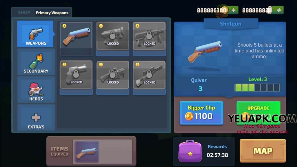 Farm Guns mod tiền (coins potions) – Game chiến binh trang trại cho Android