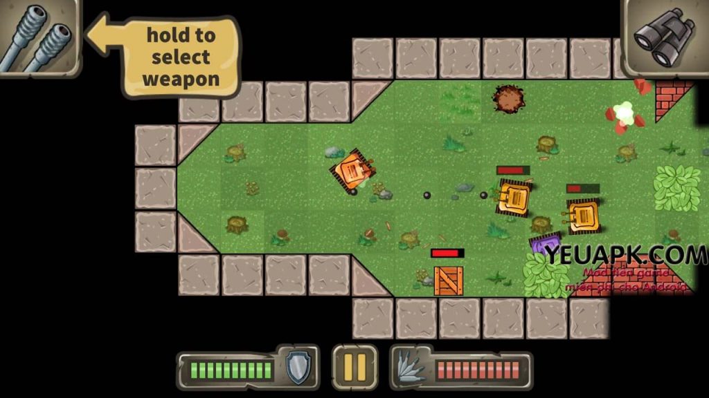 Awesome Tanks mod vàng (money) – Game trận địa bắn xe tăng 2D cho Android