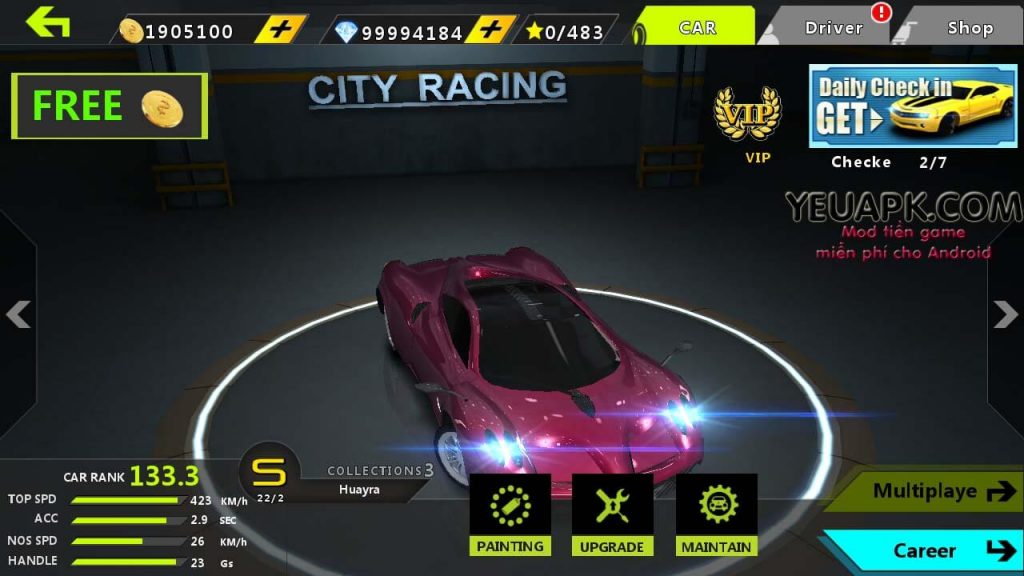 City Racing 3D mod vàng & kim cương (gold diamonds) cho Android [Mới nhất]