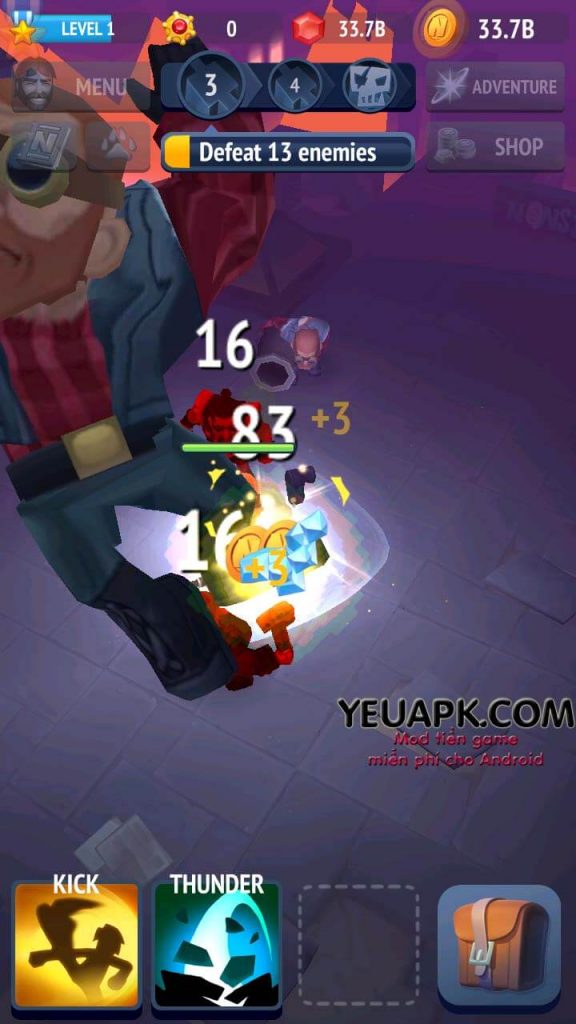 Nonstop Chuck Norris mod vàng & kim cương (coins diamonds) cho Android