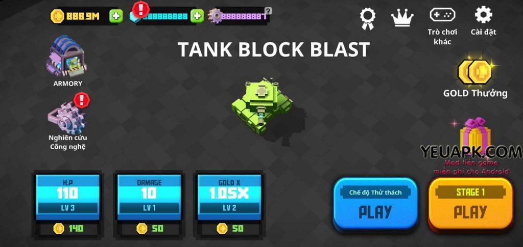 Tank Block Blast mod tiền không giới hạn (mod money) cho Android