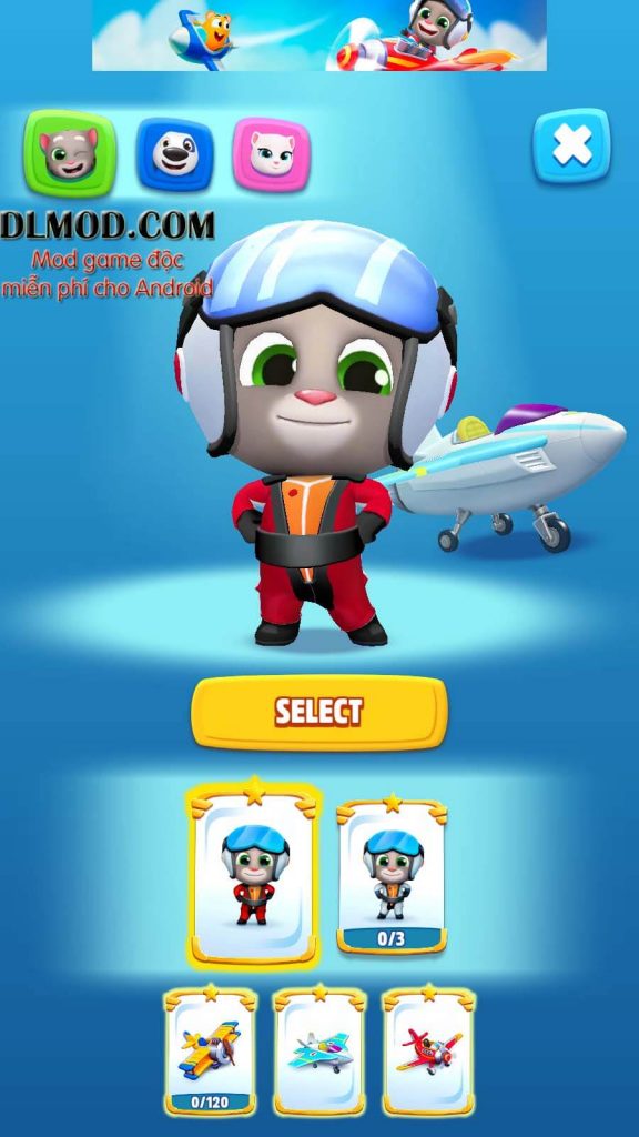 Talking Tom Sky Run mod tiền (gold diamonds) cho Android