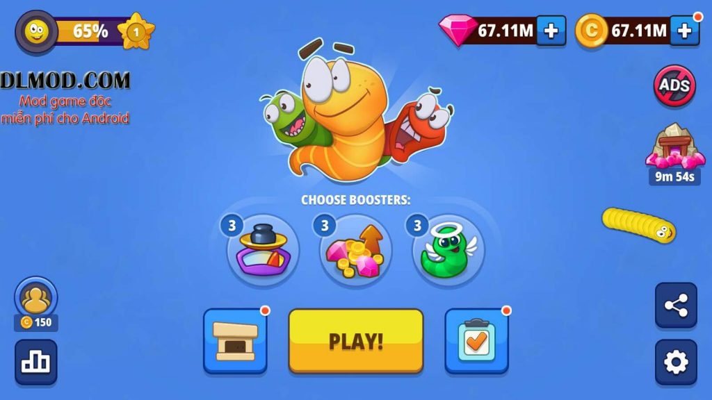 Worm Hunt mod tiền (money) – Game rắn săn mồi hiện đại cho Android