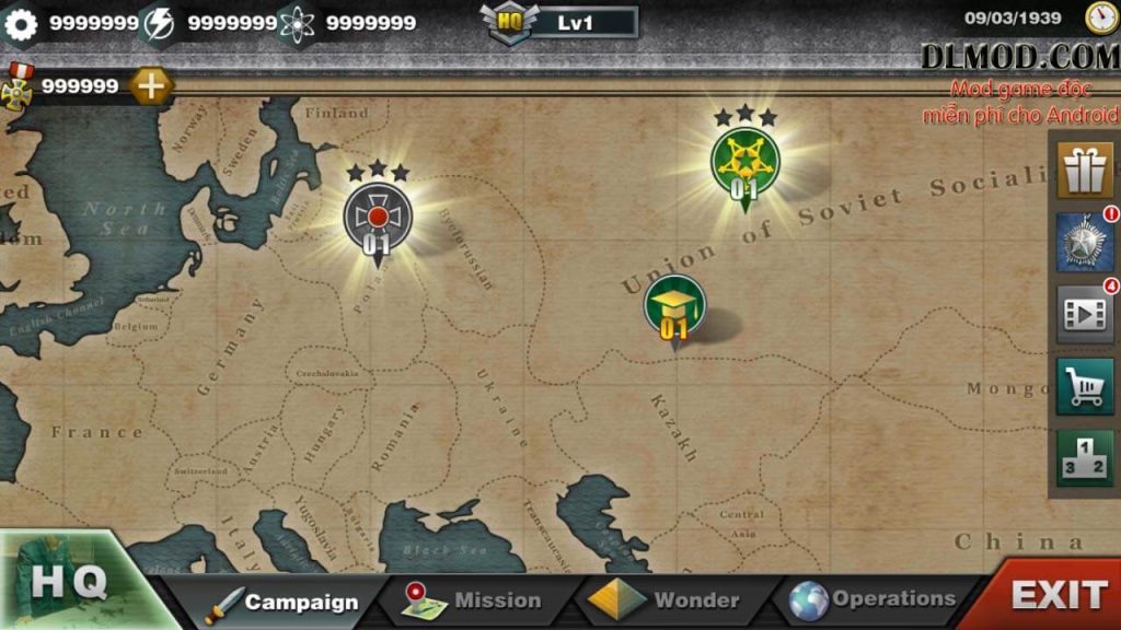 World Conqueror 3 mod tiền (money) – Game trận địa thế chiến II cho Android