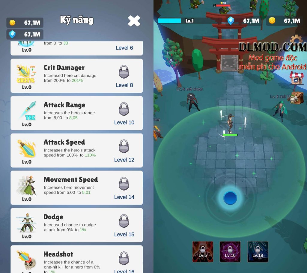 Sword Hero mod tiền (money) – Game chiến thắng ác quỷ Tiếng Việt cho Android