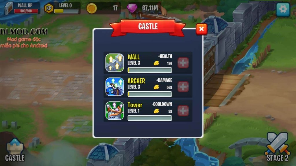 Warriors Defend mod tiền (money) – Game chiến binh phòng thủ cho Android